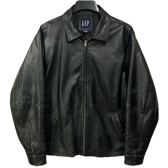 GAP | Jackets & Coats | Vintage The Gap Black Leather Jacket Full Zip ...